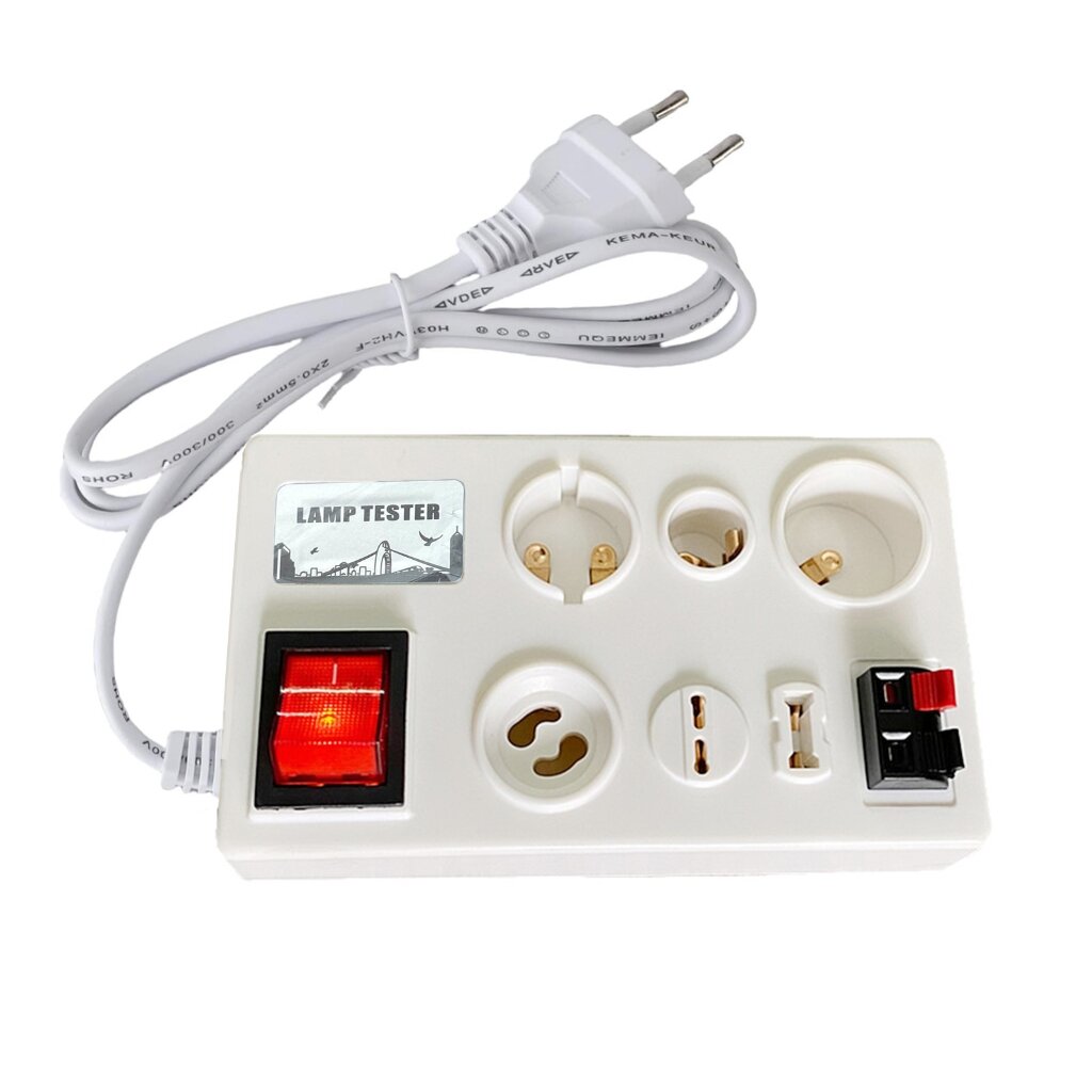 Тестер светодиодных лампочек для электрика с розеткой E27 B22 E14/GU10 и зажимами