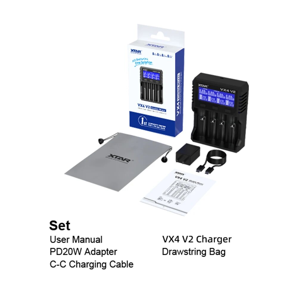 Зарядное XTAR VX4 V2 для 4 аккумуляторов 18650, EU plug