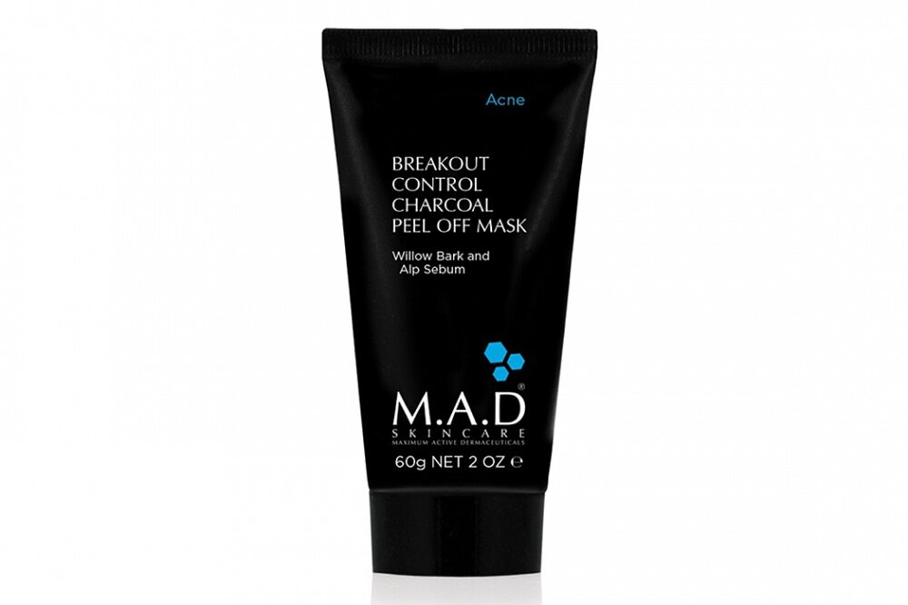 M.A.D Skincare Breakout control charcoal peel off mask pH 6.88 Отшелушивающая маска-пленка с углем 60 г,