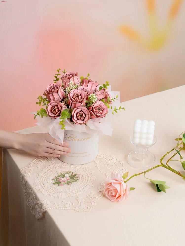 Конструктор Цветы Сирень (Lilac) из дерева, 154 детали, для создания уникальных композиций цветов, 255*75*70мм — фото 1