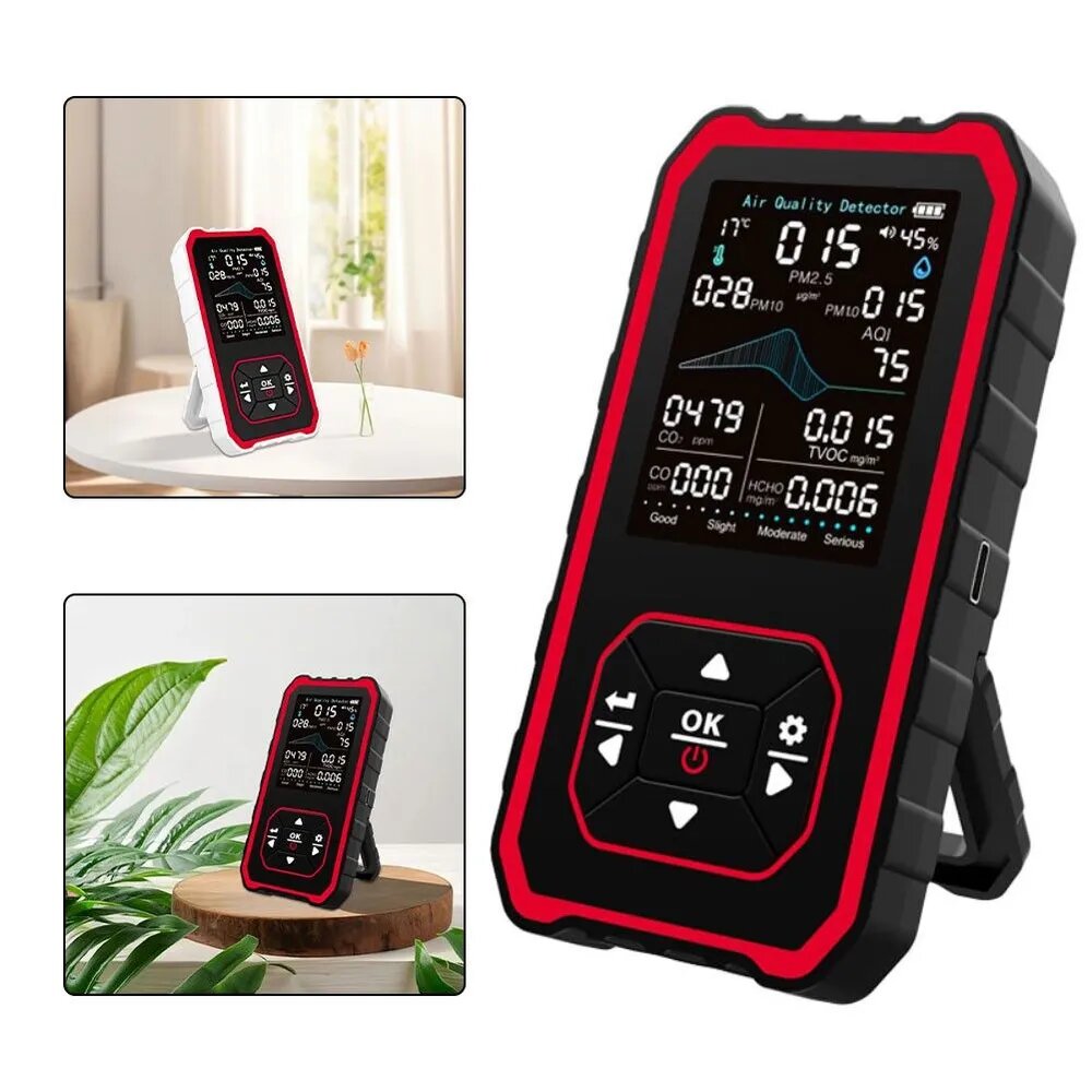 1 шт. ручной датчик температуры и гигрометра AQI для контроля качества воздуха в помещении PM2.5 (отправить изображение)