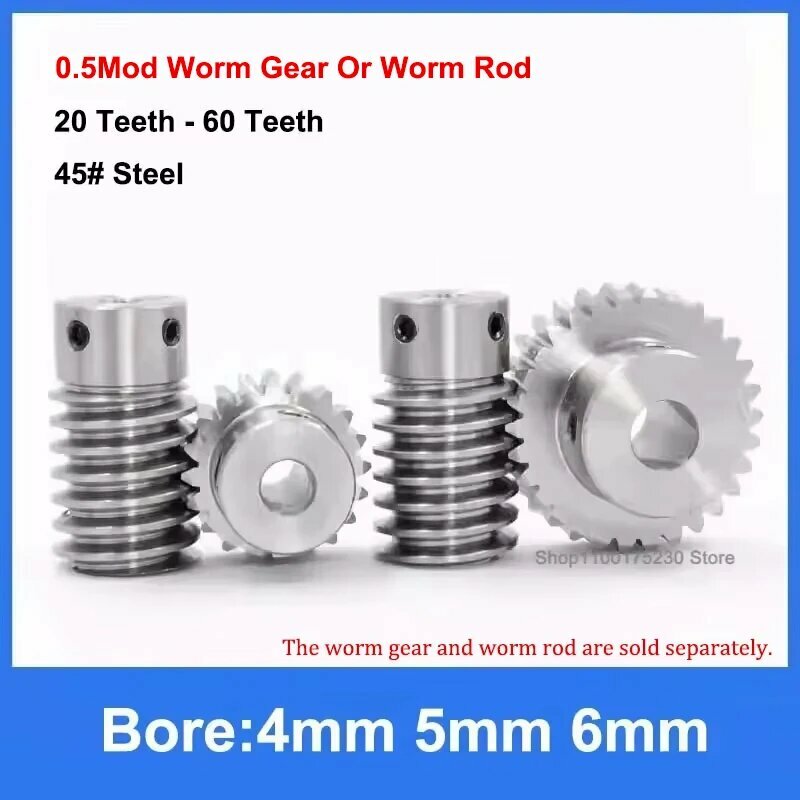 GooBetter Стальная червячная передача 0.5М 20-60T 45# worm gear 50 Teeth, 5 мм