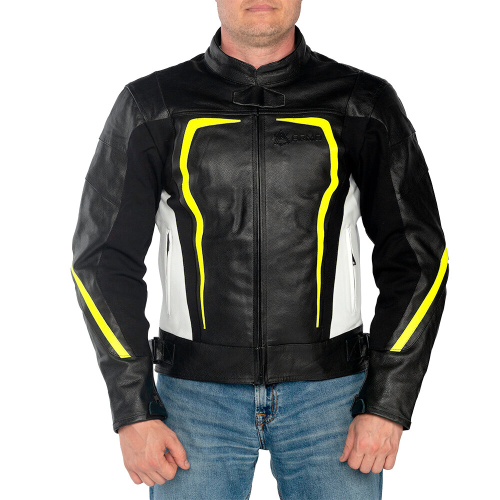 Мотокуртка ARMO Amfitryon кожа black-white. L. Черный-белый