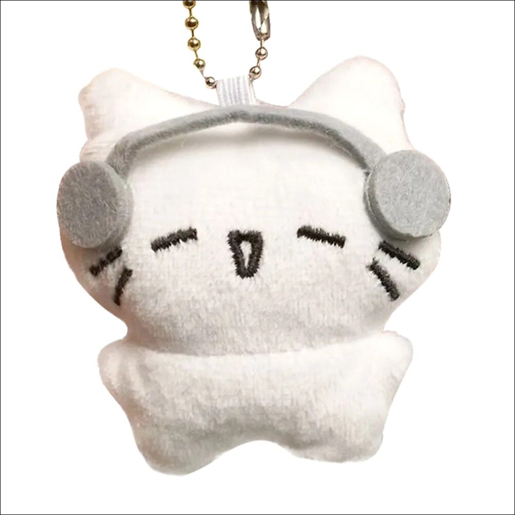 Музыкальный брелок «Котик в наушниках» / Подвеска на сумку «Кот с наушниками» / Парные милые брелоки для рюкзака