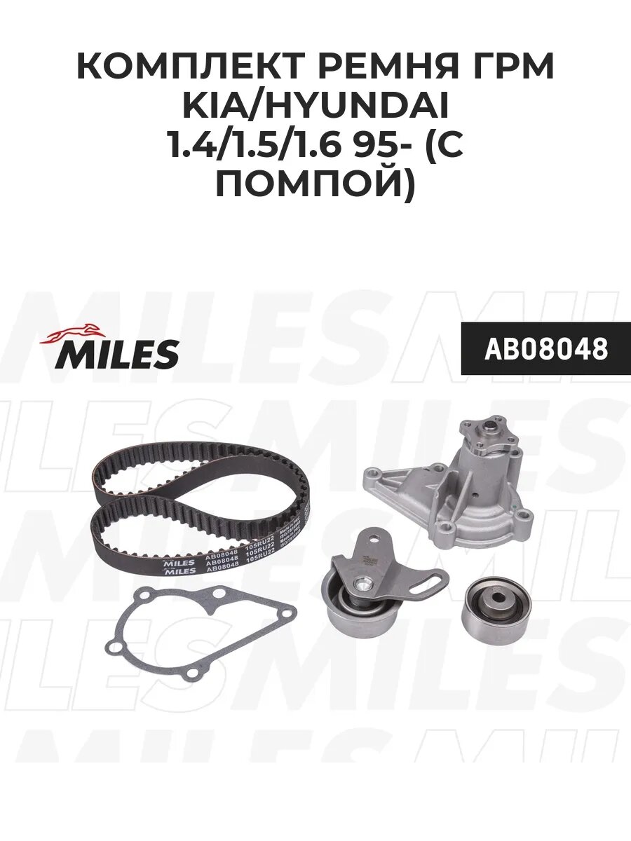 Комплект ремня ГРМ KIA/HYUNDAI 1.4/1.5/1.6 95- (с помпой)