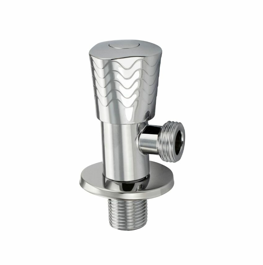 Магнус - Кран угловой, 1/2"х1/2" м/к, хромированный, с отражателем, из нержавеющей стали марки 201