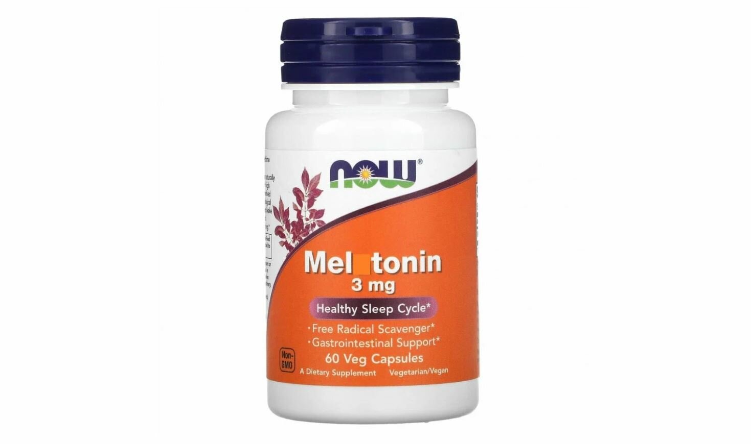 Now, Добавка для сна 3 мг, 60 растительных капсул для улучшения качества сна
