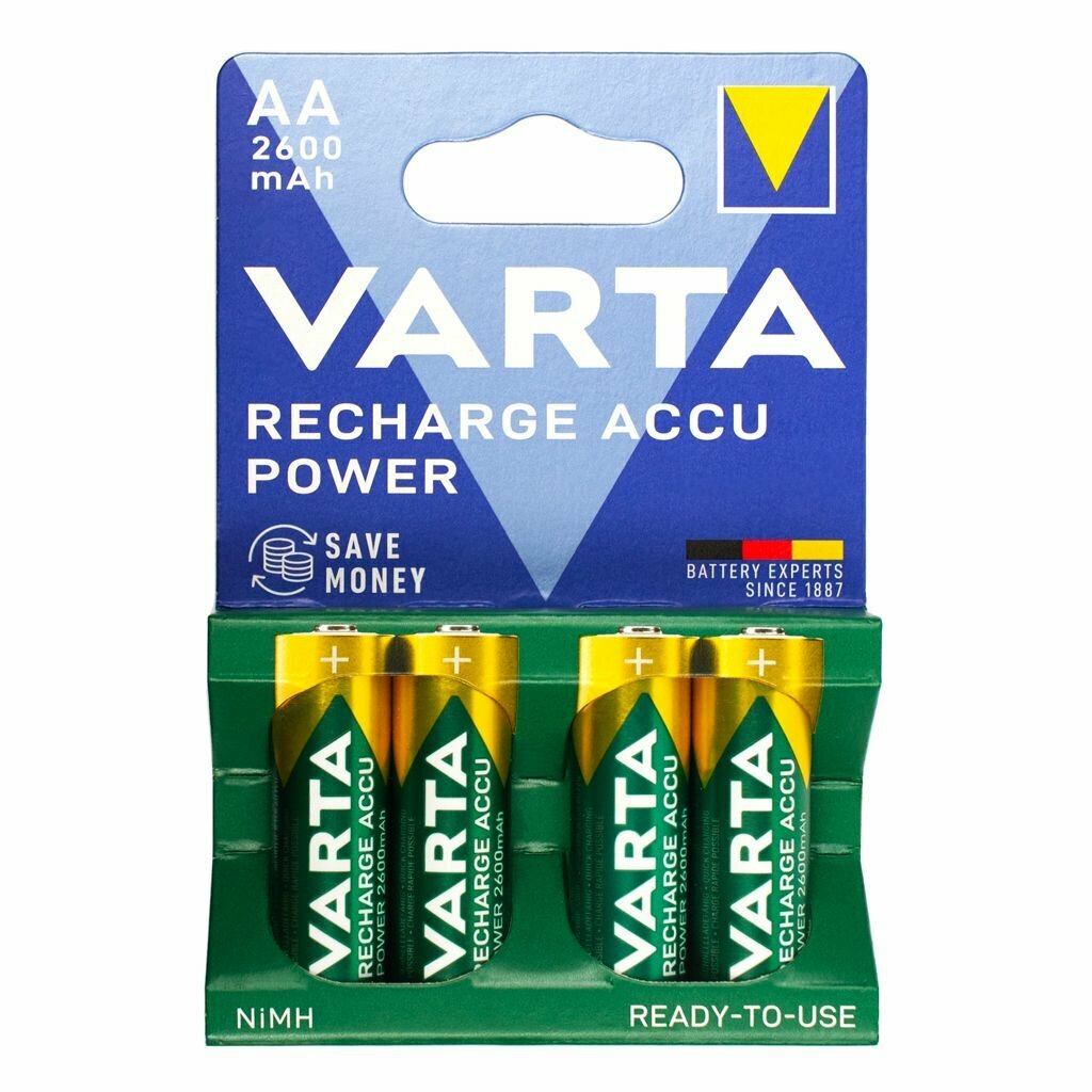 Аккумулятор VARTA RECHARGE ACCU Power HR6 NiMH 2600 mAh BL-4