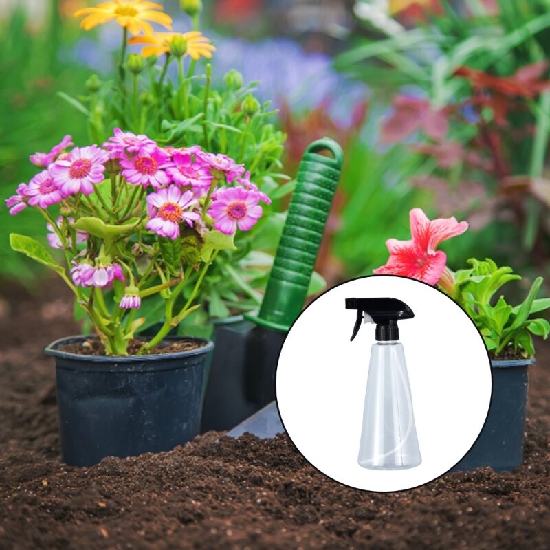 Конический флакон-распылитель-яркая прозрачная бутылка, черный пистолет-распылитель