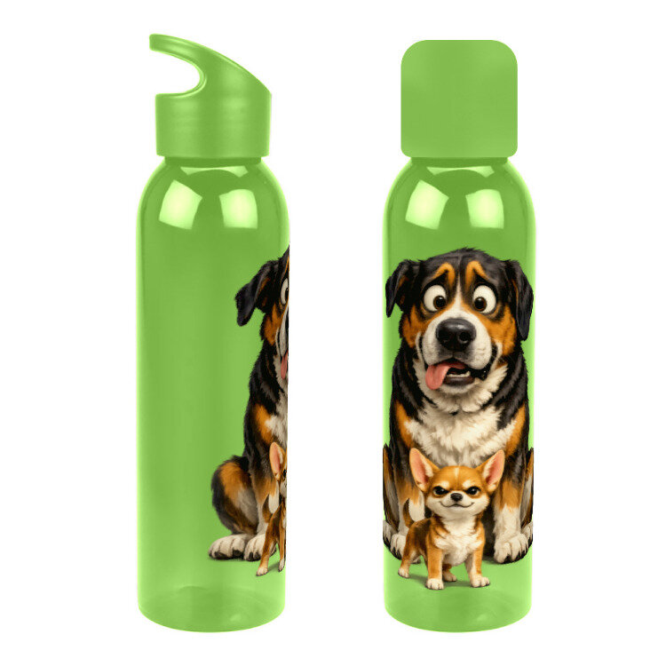 Бутылка для воды «Большая собака и маленький щенок» (зеленый)