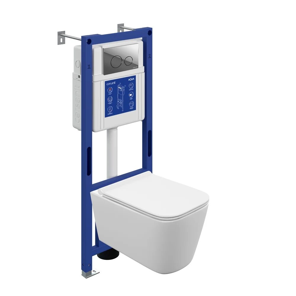 Комплект 5 в 1 Cersanit Создание (Crea) 69475 кнопка смыва хром глянцевый, микролифт