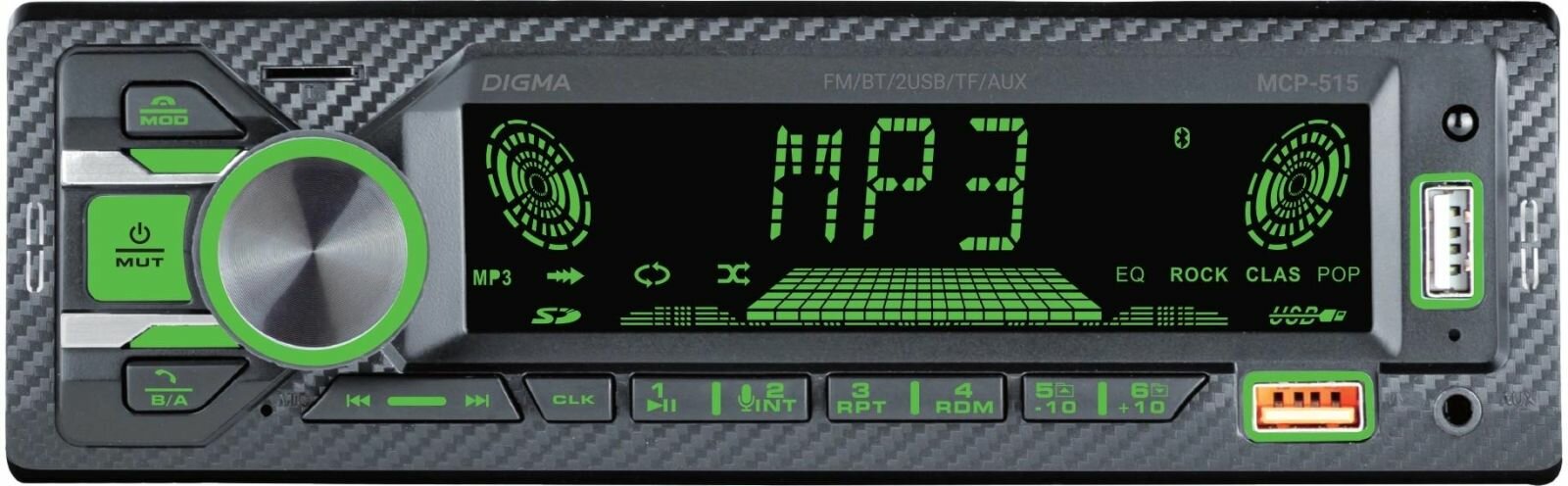 Автомагнитола DIGMA 1DIN 4х45 Вт, v5,0 USB 2,0 AUх 4 ПДУ (MCP-515)