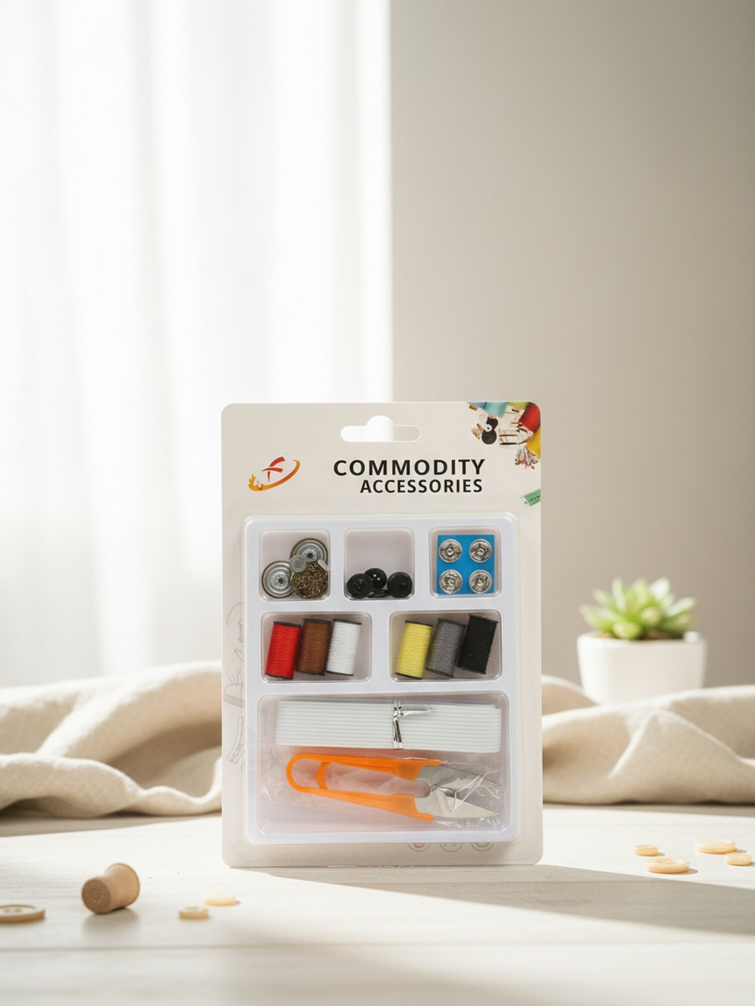 Набор швейный дорожный для рукоделия и ремонта одежды 14.5х21 см, нитки, пуговицы и аксессуары для шитья Y4-11577