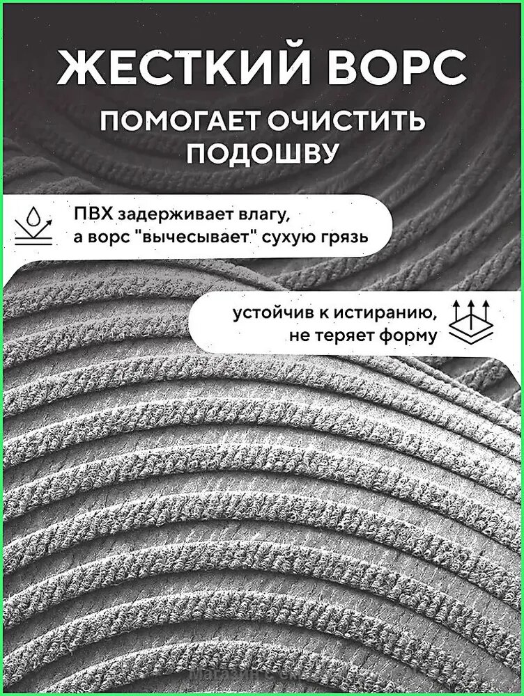 Коврик придверный conflate 90x60 см серый противоскользящий для прихожей и коридора — фото 1