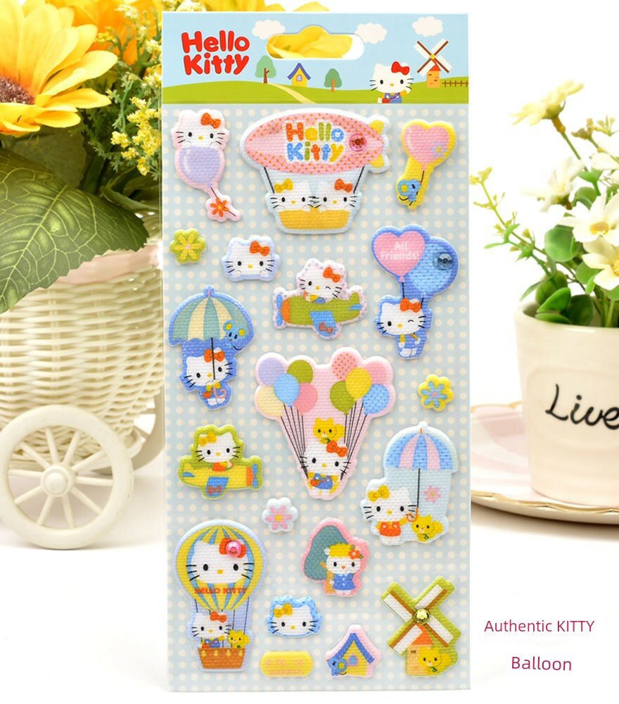 Стикеры Hello Kitty 3D Bubble с темой воздушных шаров, милые кавайи стикеры для праздников и декора