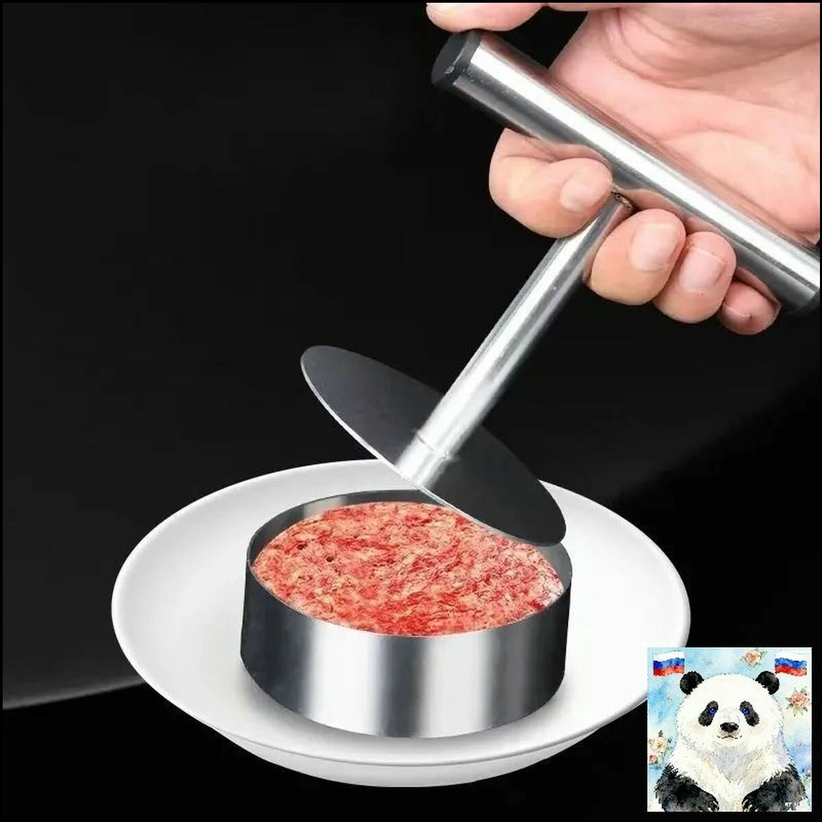 Форма для котлет темно-серая / пресс для бургера и гамбургера / круглая формочка котлетница для гриля, барбекю и сковороды