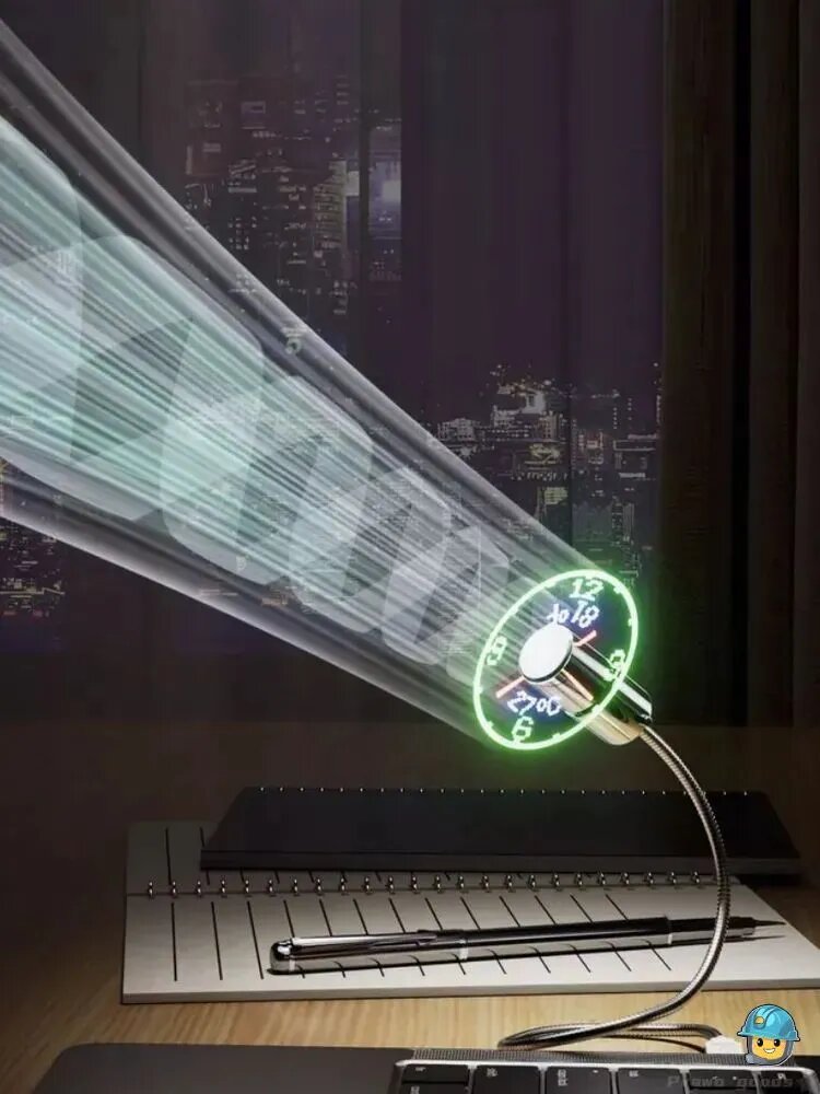 Часовой вентилятор с LED подсветкой и дисплеем температуры, настольный, USB-зарядка — фото 1