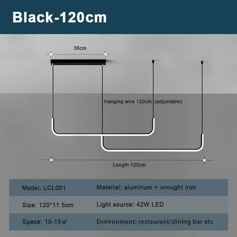 Подвесная люстра DARHYN Black 120cm LED