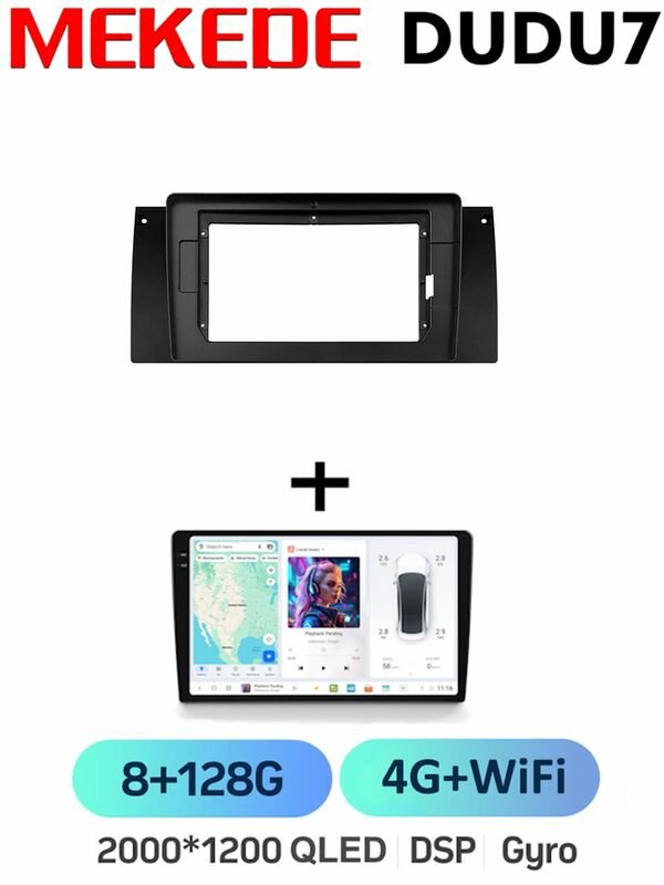 Магнитола 9" Mekede DUDU7 8/128 Gb для BMW X5 E39 E53 1999-2006 carpay Android