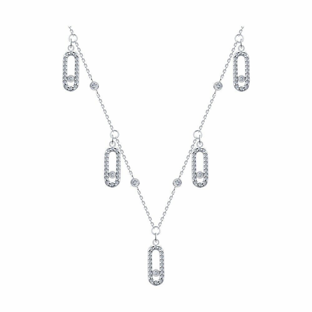 Колье, серебро, 925 проба, родирование, фианит