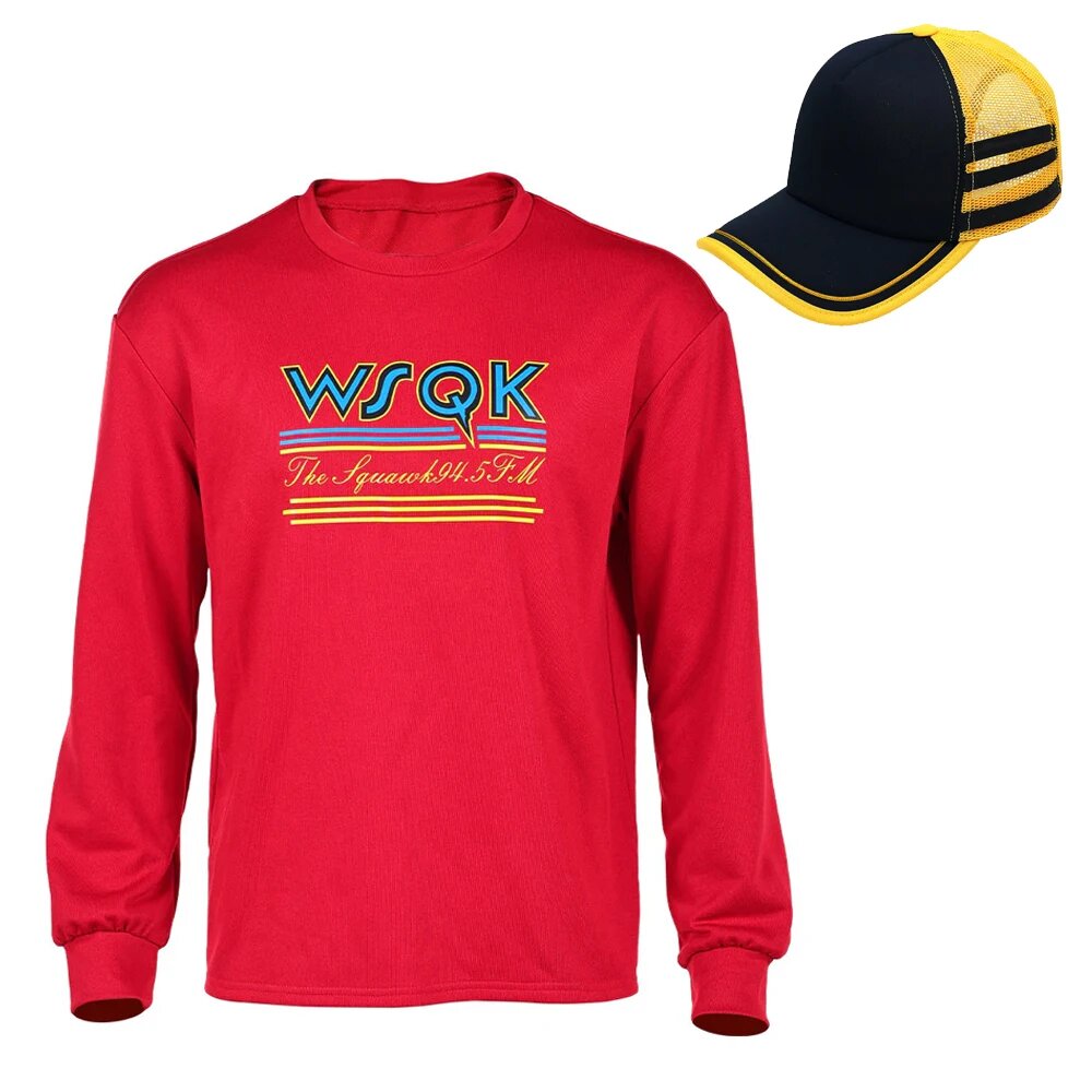 Красный лонгслив WSQK и кепка в сетку, XXL