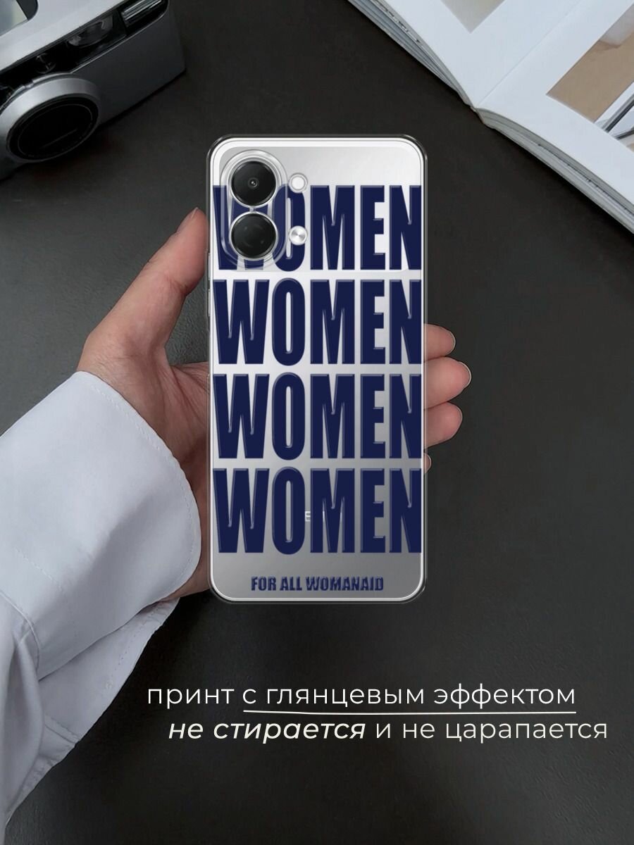 Силиконовый чехол на Tecno Spark Go 3 / Текно Спарк Го 3 с принтом Woman blue — фото 1