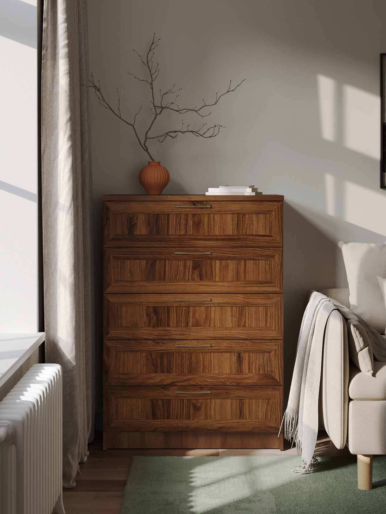 Комод для одежды и хранения вещей Марсель 79х37х112 см, Дуб Кальяри / Дуб Катания