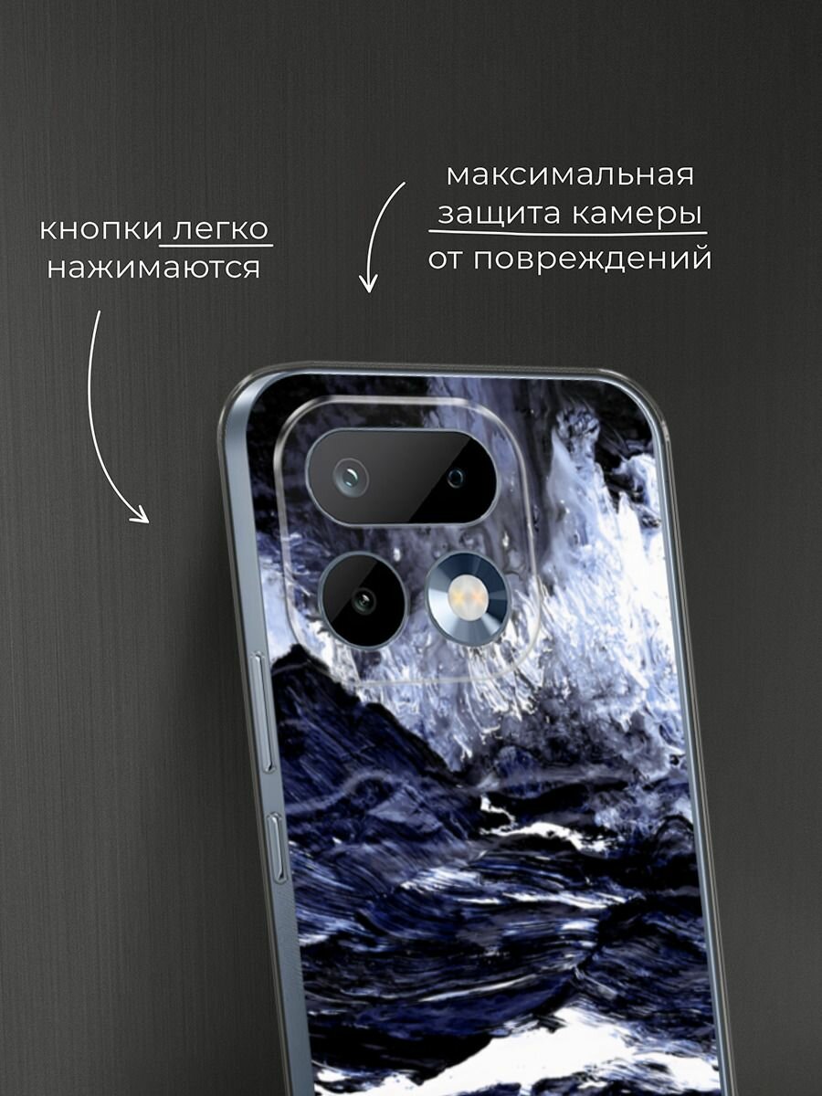 Чехол на Realme 16 Pro / Реалме 16 Про с принтом Волны, гуашь — фото 1