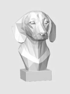 Эксклюзив! Бюст Низкополигональной Таксы (10см, белый матовый) - Верный друг, подарок, талисман