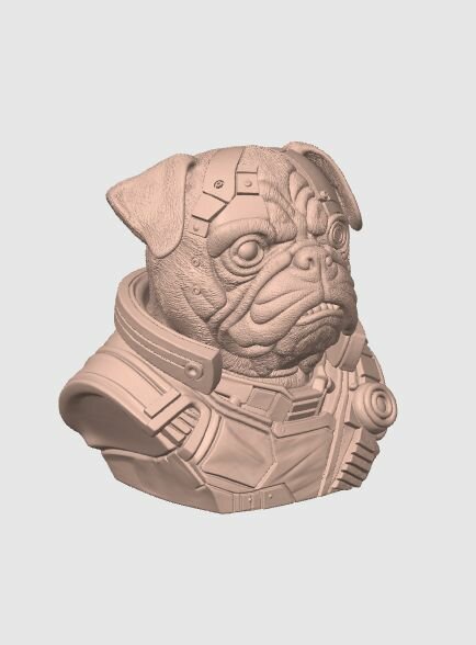 Эксклюзив! Бюст Мопса-Киберпсихолога (10см, бежевый матовый) - Верный друг, подарок, талисман
