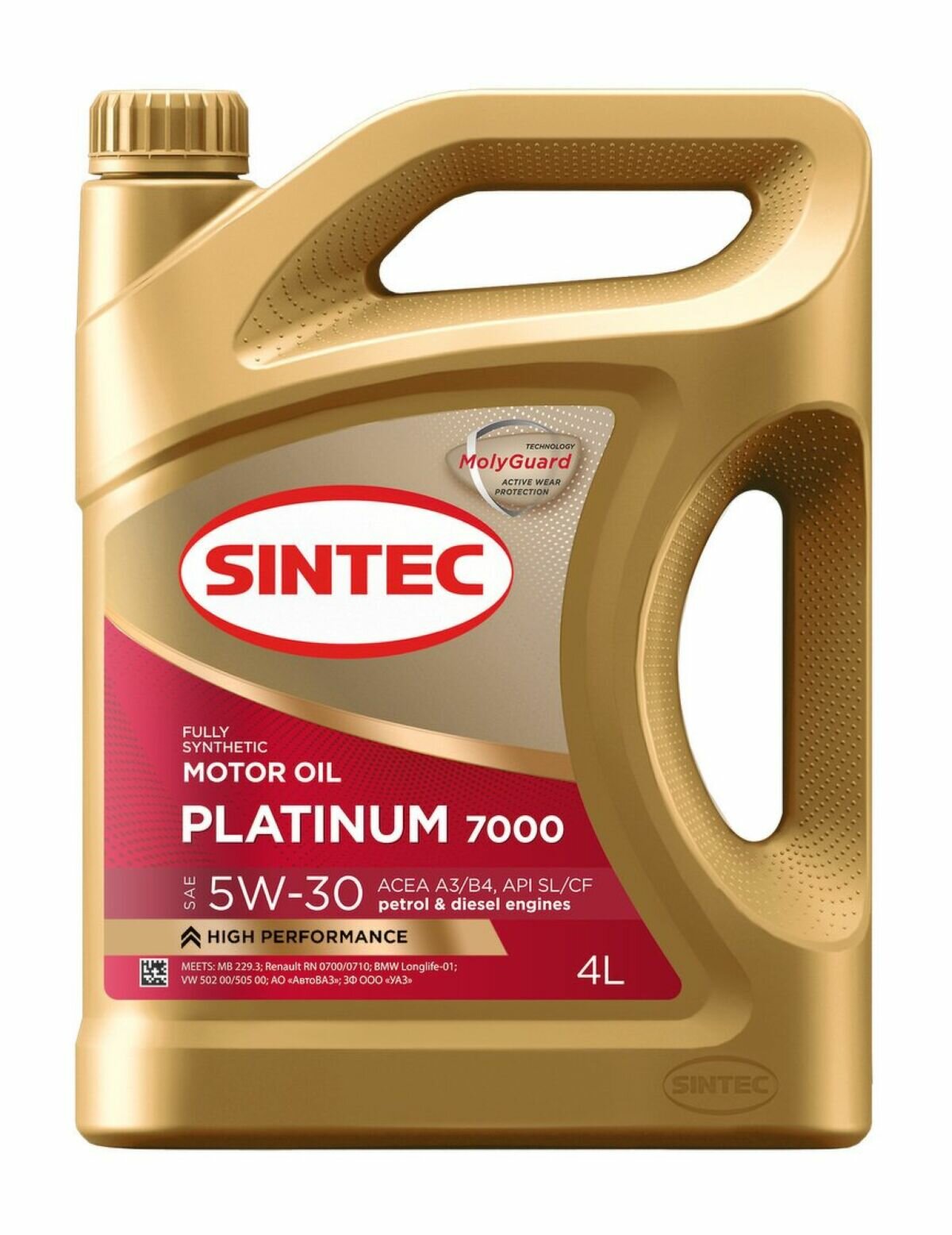 Масло Моторное Sintec Platinum 7000; Sae 5W-30; Acea A3/B4; 4Л(Sintec 600144)