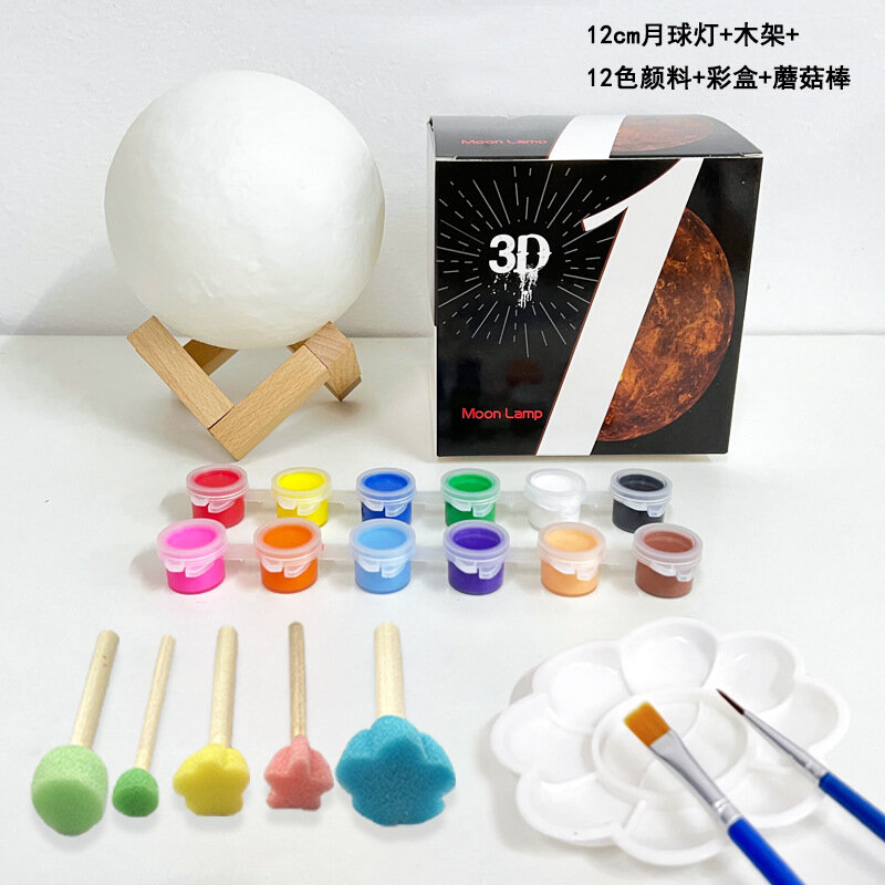 Расписанный вручную лунный светильник-ночник, светодиодный светильник для спальни, лунный светильник, лампа-планета в виде граффити своими руками