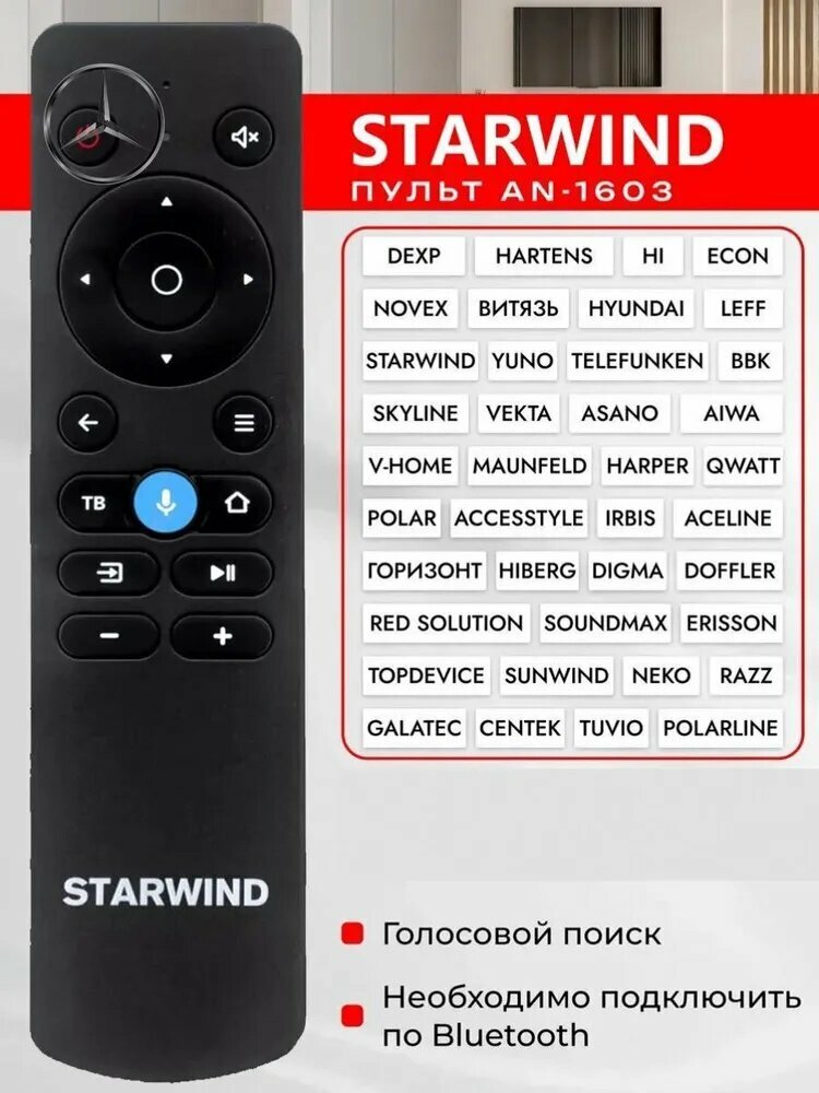 Пульт AN-1603 для телевизора DEXP, Centek, Hartens, Leff, STARWIND
