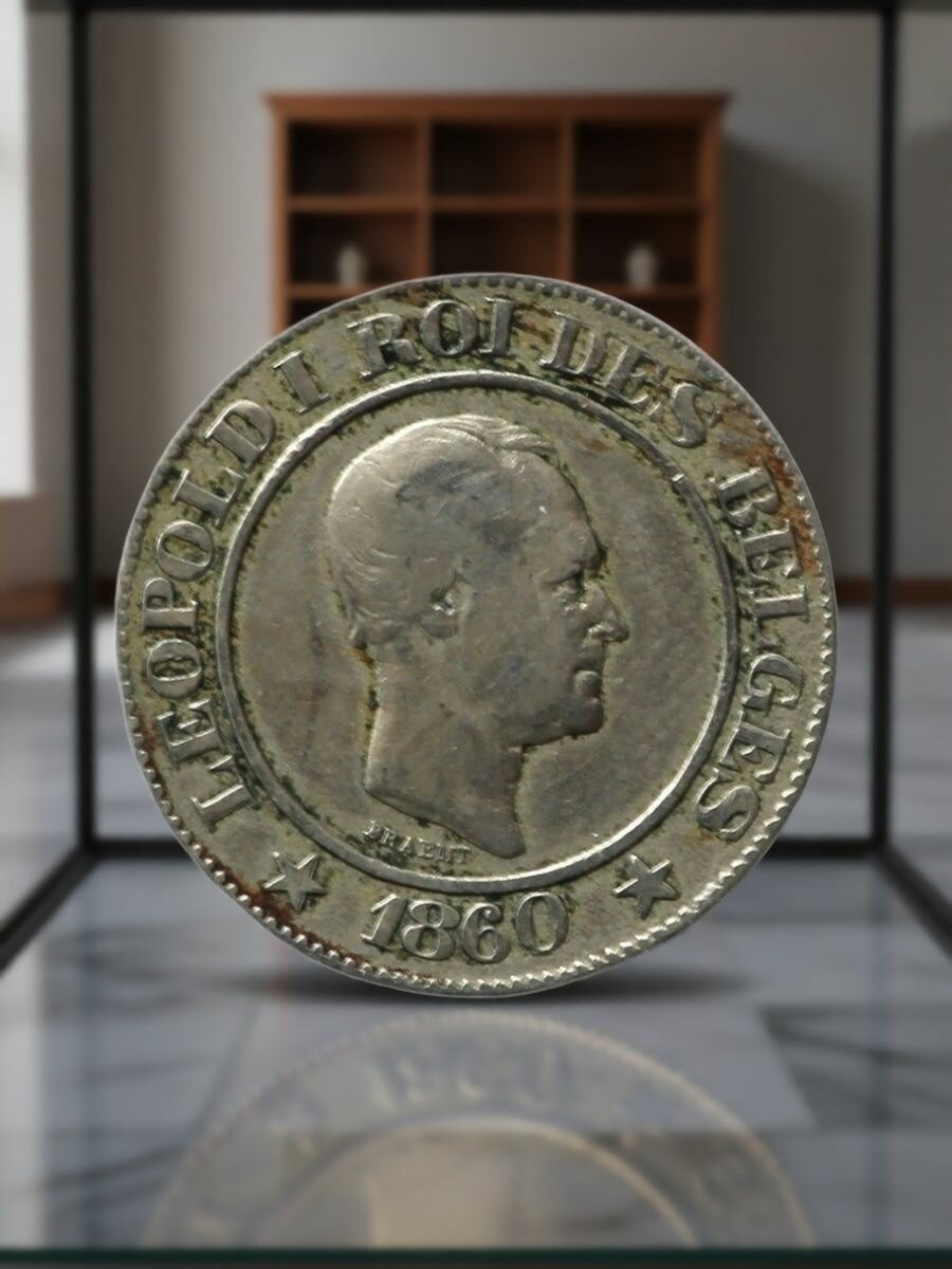 Подлинная монета Бельгия 20 сантим 1860 год Леопольд I