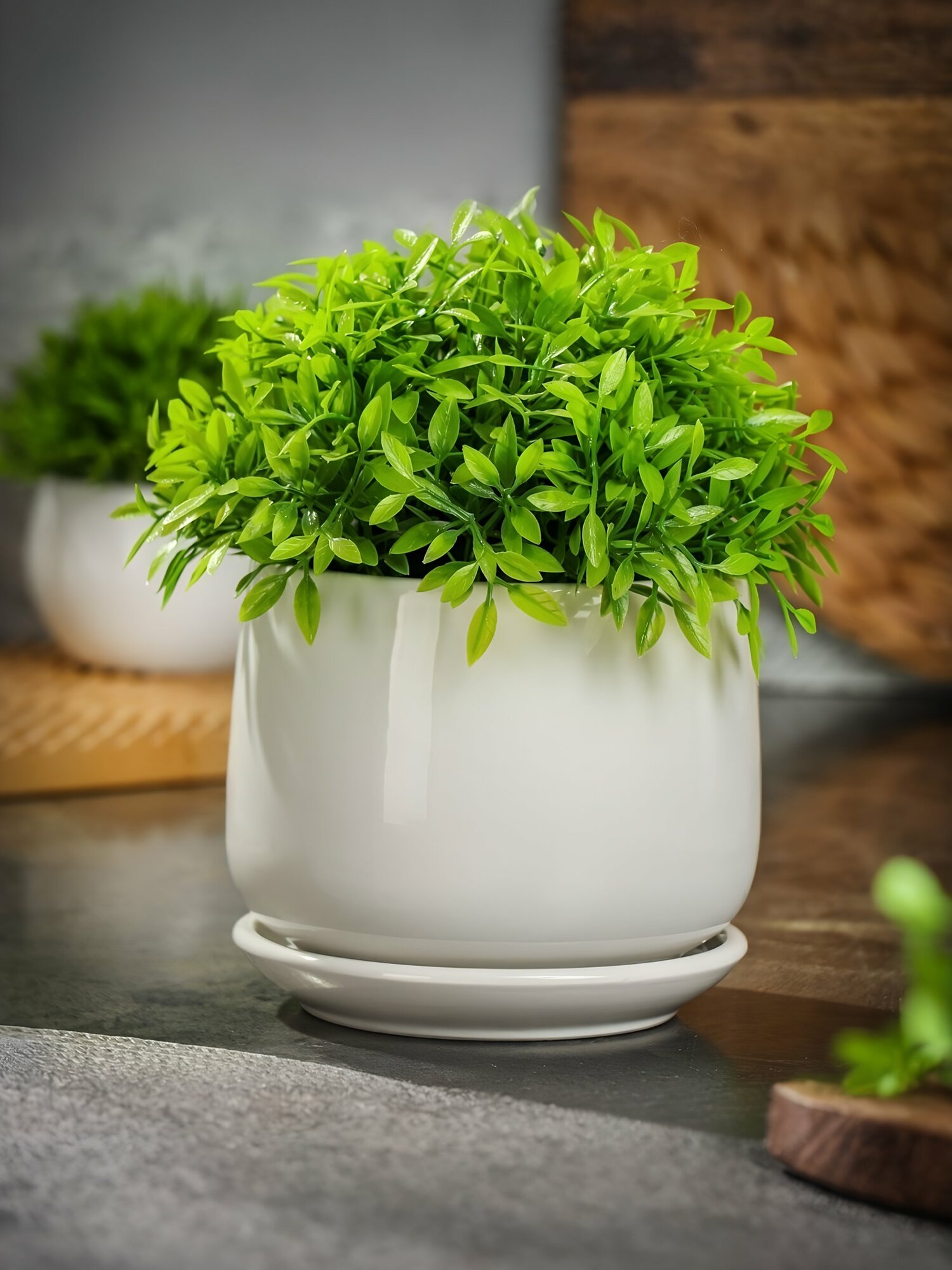 Кашпо керамика, 3.5 л, 21.8х18.9 см, белое, Афродита, Y4-8778