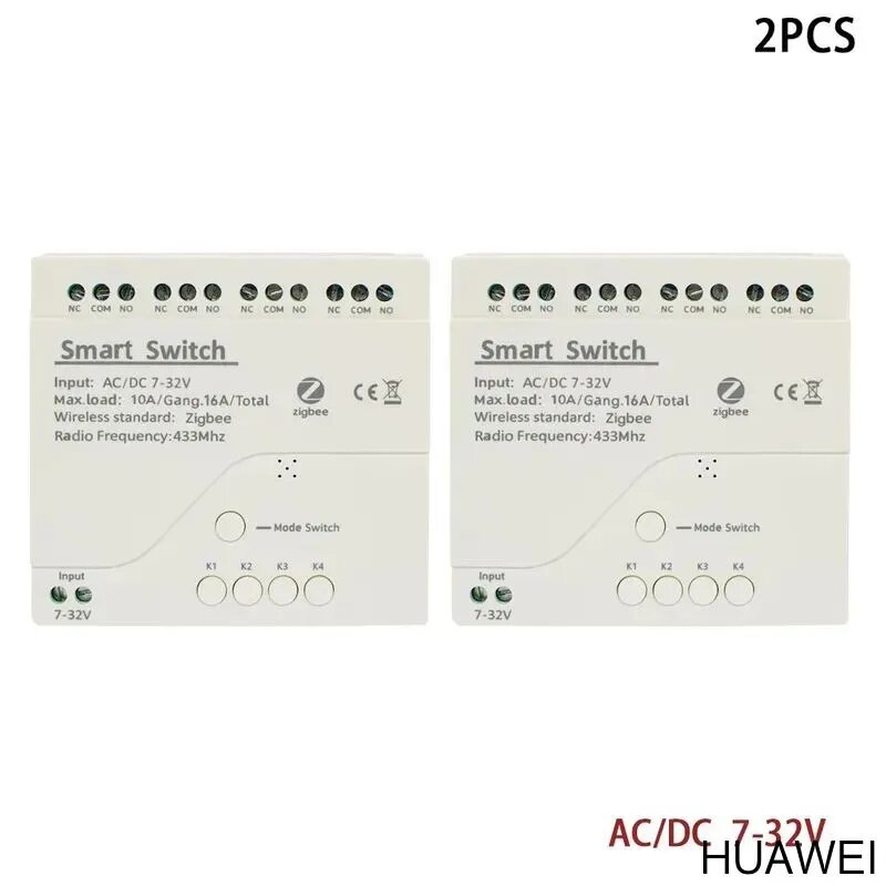 2 шт Умное реле Zigbee + RF на AC DC 7-32V, 10А на четыре канала