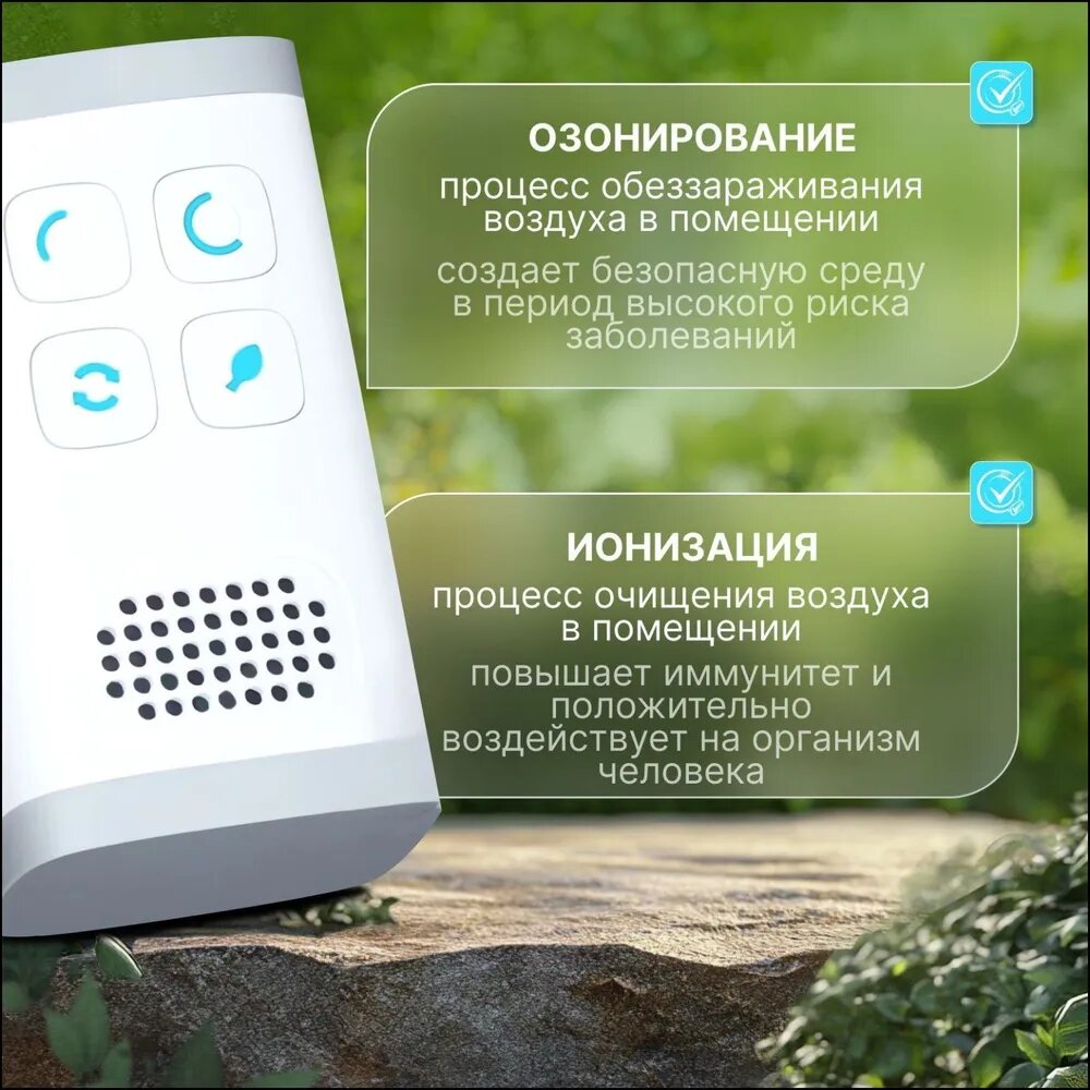 Озонатор ионизатор воздуха, устраняет неприятные запахи, борется с аллергией, для помещений, белый — фото 1
