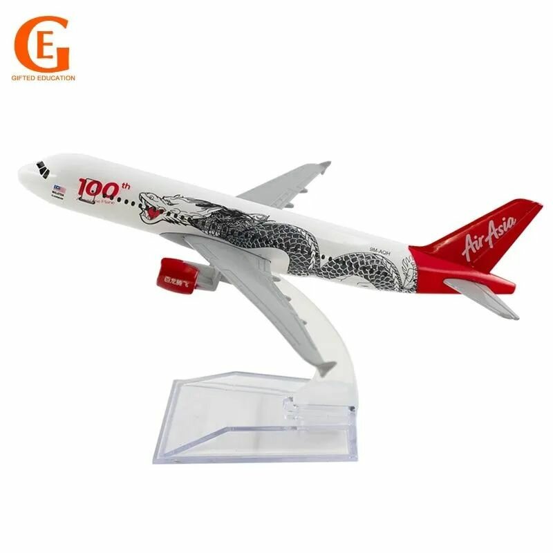 Металлическая Модель Самолета Аэробус 320, Эйр Азия A320, Белый дракон