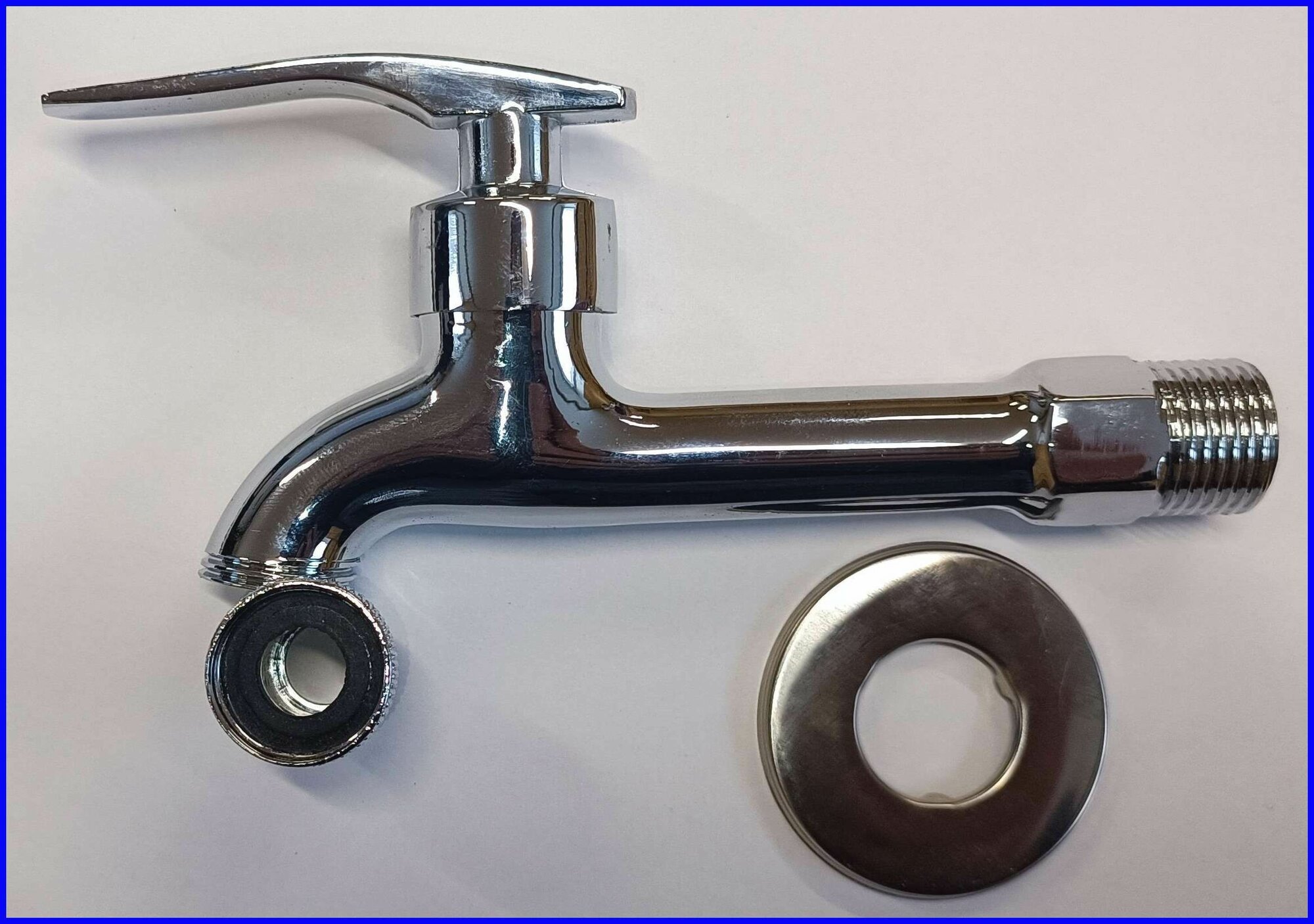 Смеситель сантехнический хромированный на 1/2 (садовый, дачный) удлиненный