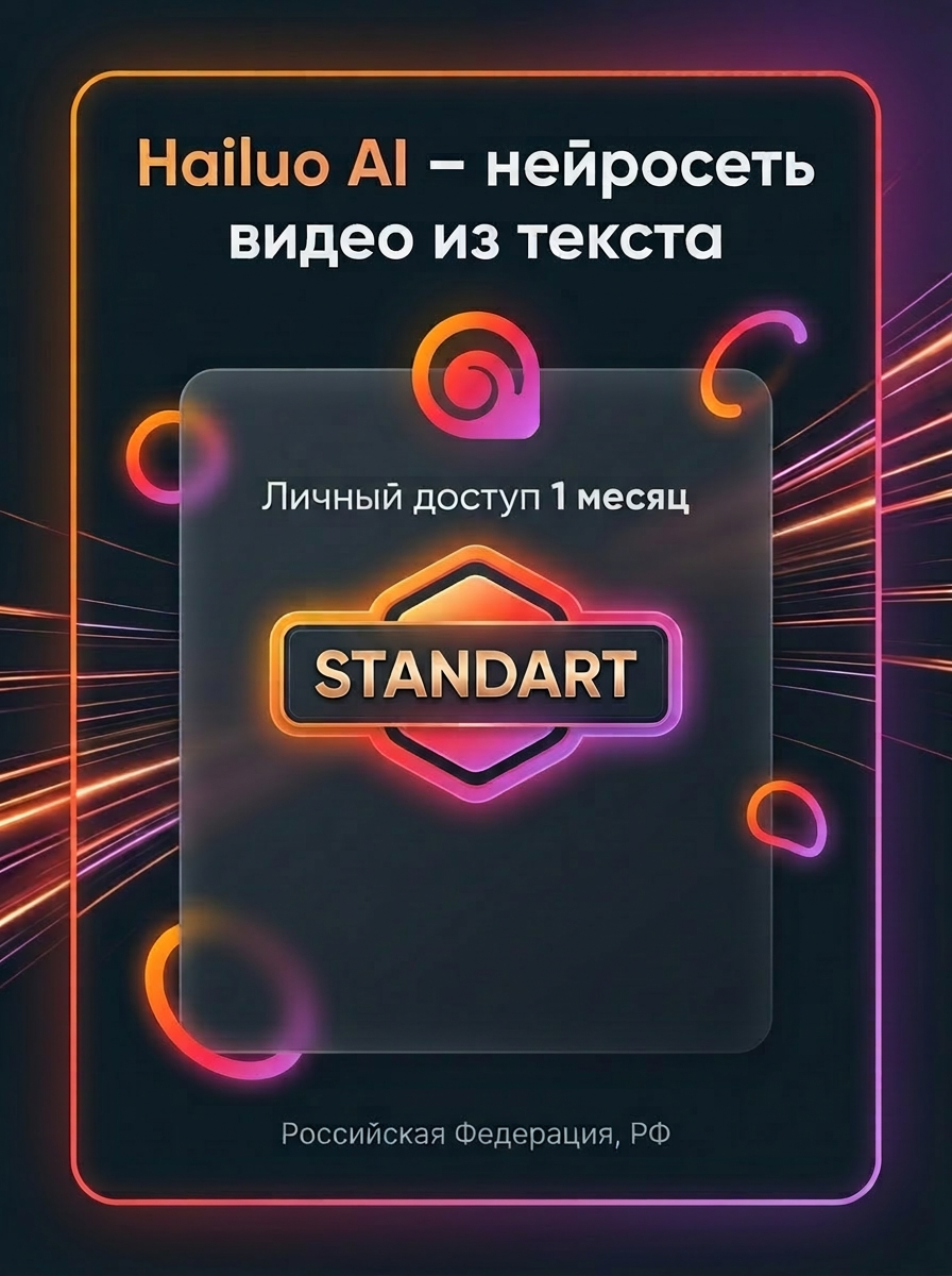 Hailuo AI – нейросеть: видео из текста, личный доступ 1 месяц |STANDART| Российская Федерация, РФ|