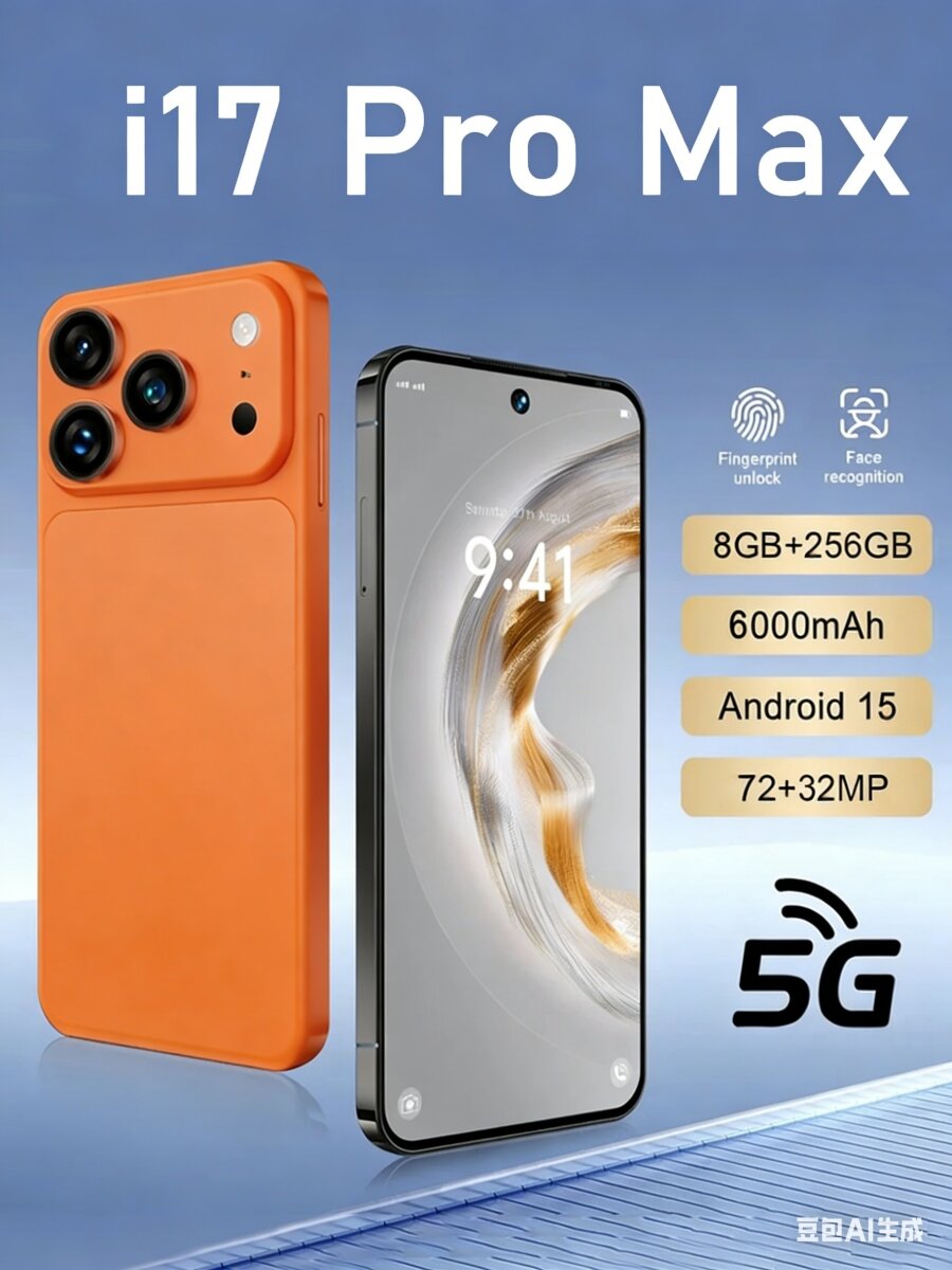 Смартфон i17 Pro Max, Android 14, 8Гб+256Гб, камера 48Мп, экран 6.8", 2 SIM