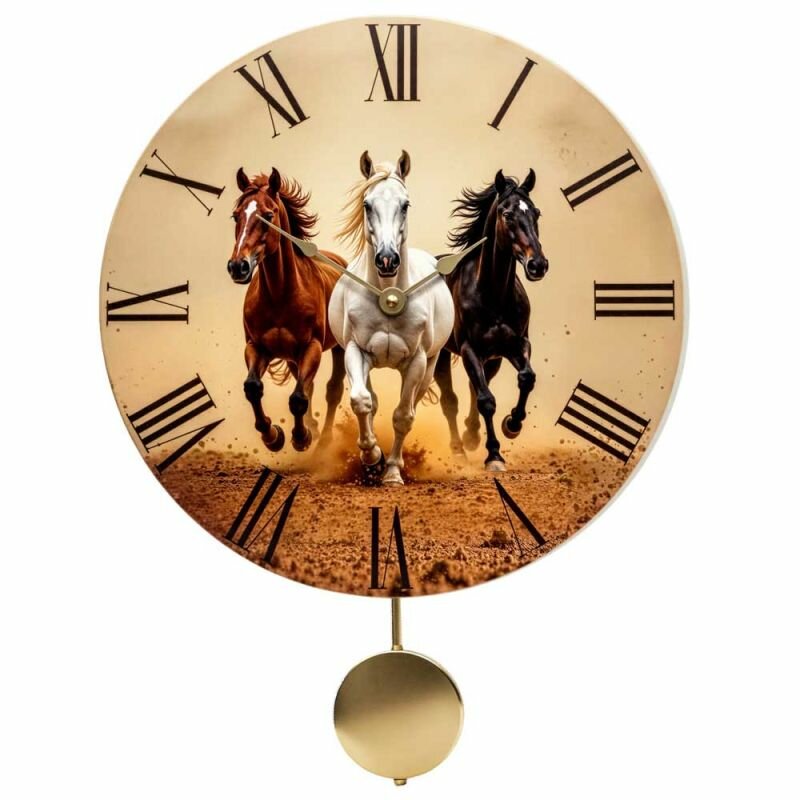 Настенные часы Династия из дерева Династия Настенные часы с маятником 08-101 Тройка лошадей