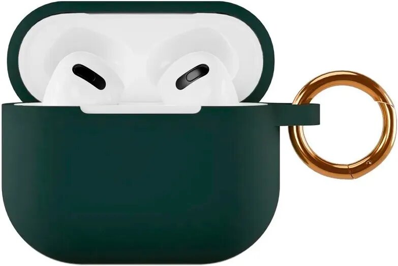 Чехол силиконовый VLP Charm Case для AirPods Pro 3, темно-зеленый