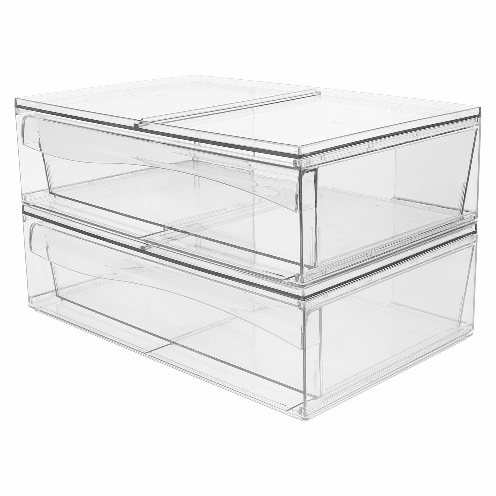 Двухсекционный прозрачный акриловый органайзер с выдвижными ящиками для хранения косметики и аксессуаров в доме