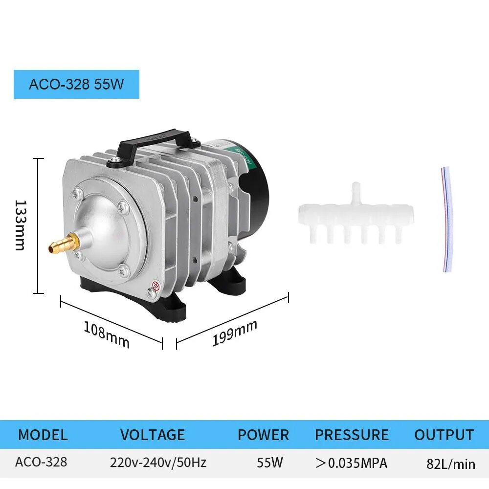 Компрессор для аквариума поршневой HAILEA ACO-328 Компрессор для септика Аквариумный, 55 Вт