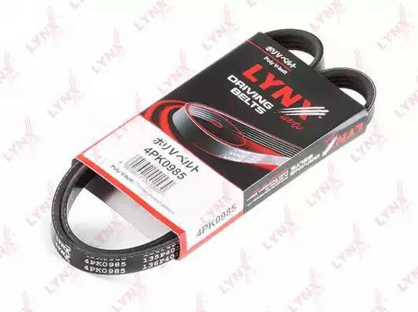 Ремень поликлиновой LYNX AUTO 4PK0985 Cadillac Cts 5.7 05->, Fiat Ducato 2.3Td 02->, Mitsubishi Galant 2.0 ->96, L200 2.0-2.4 96->, Outlander 3.0 06->, Spacegear 2.0-2.4 95-00