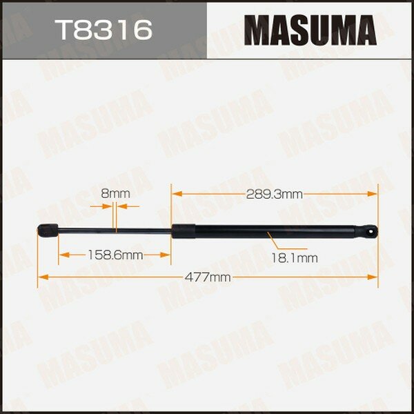 Упор газовый багажника MASUMA T8316 Universal L477 мм 140