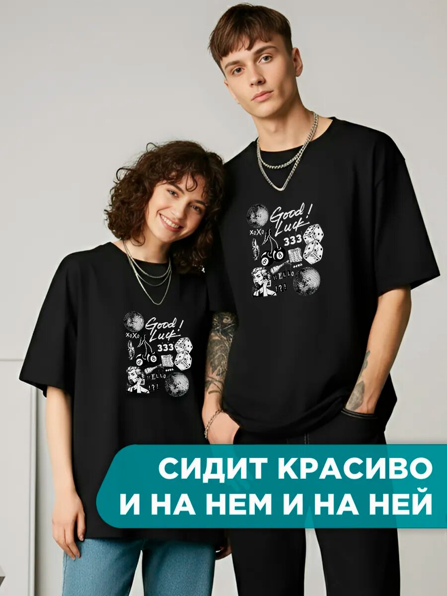 Футболка PRINTSHOT, 1 шт., размер M, черный — фото 1