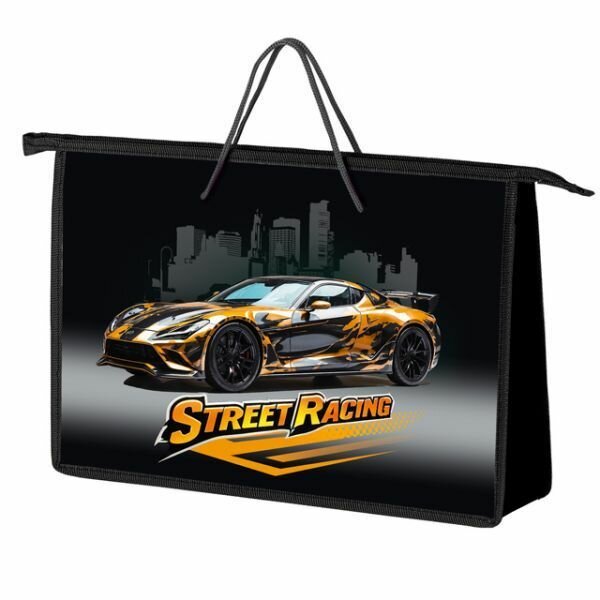 Папка Оникс А4 340х245х75 мм, с ручками, молния, пластик "Street race" (ПТ-15-4 87539)