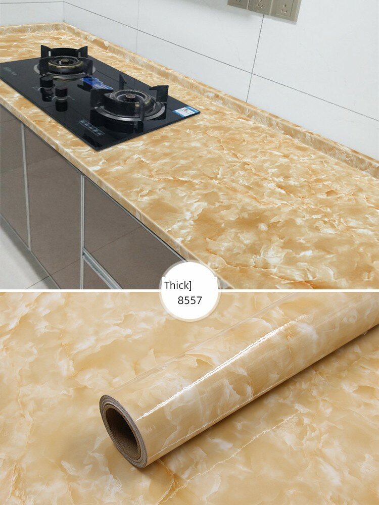 Водонепроницаемая мраморная наклейка для кухонной столешницы - 3м x 60см, толстая самоклеящаяся пленка для стола, плиты